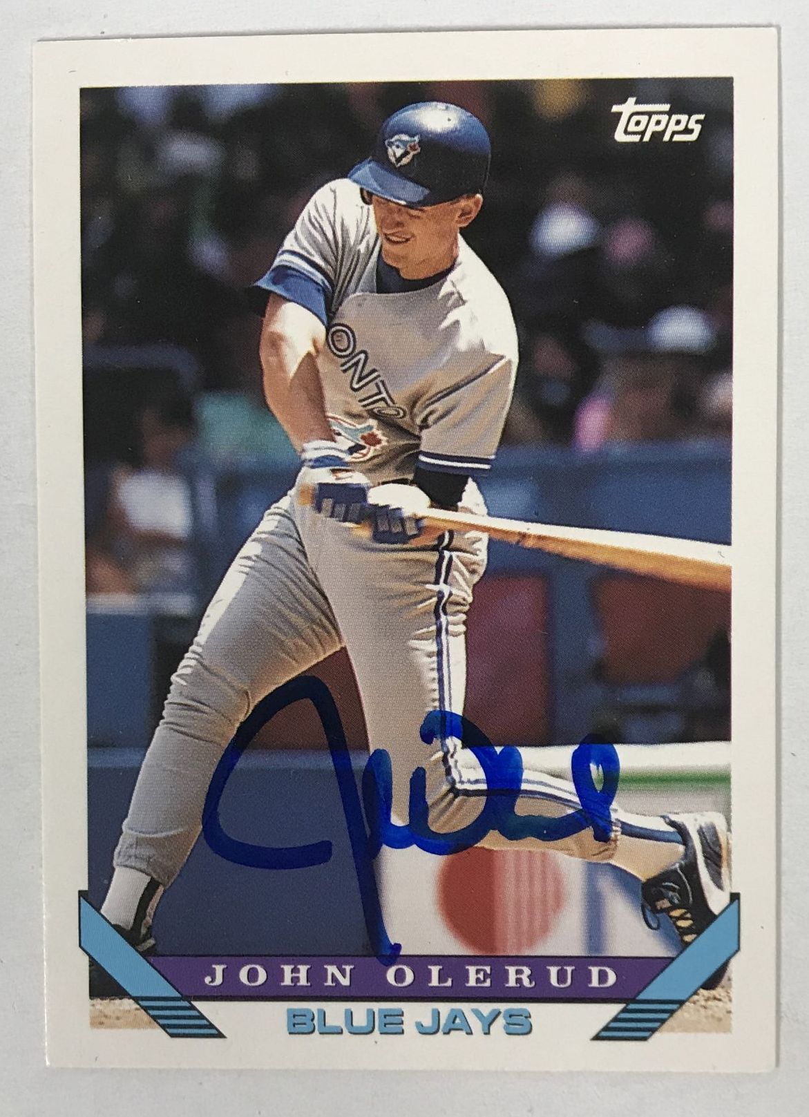 Aacs Autographs: John Olerud Autographed 1993 Topps Baseball Card